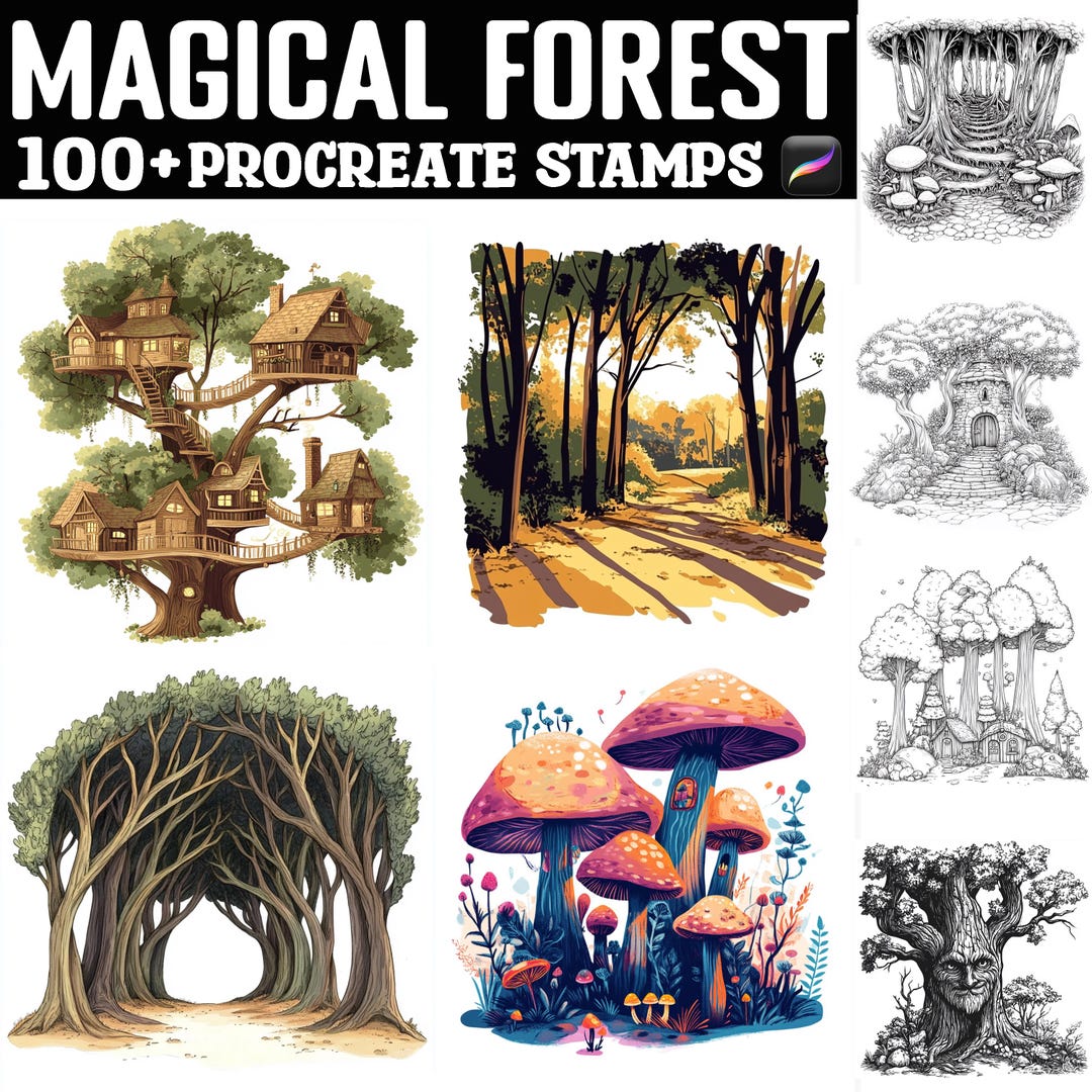 100+ Magical Forest Procreate Stamps | Procreate Brushes | Instant ...
