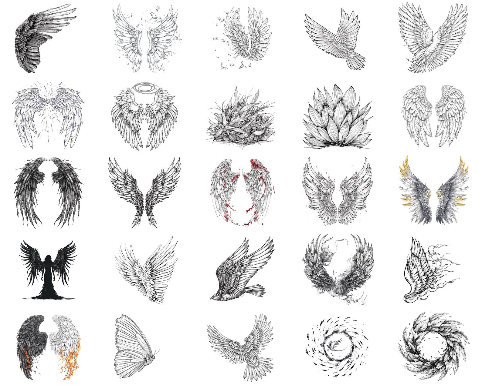 100+ Fallen Angel Wings Procreate Stamps | Procreate Brushes | Instant ...