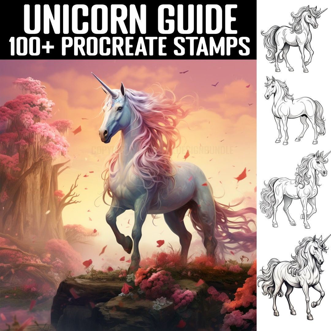 100+ Procreate Unicorn Stamps | Unicorn Guides | Instant Digital ...