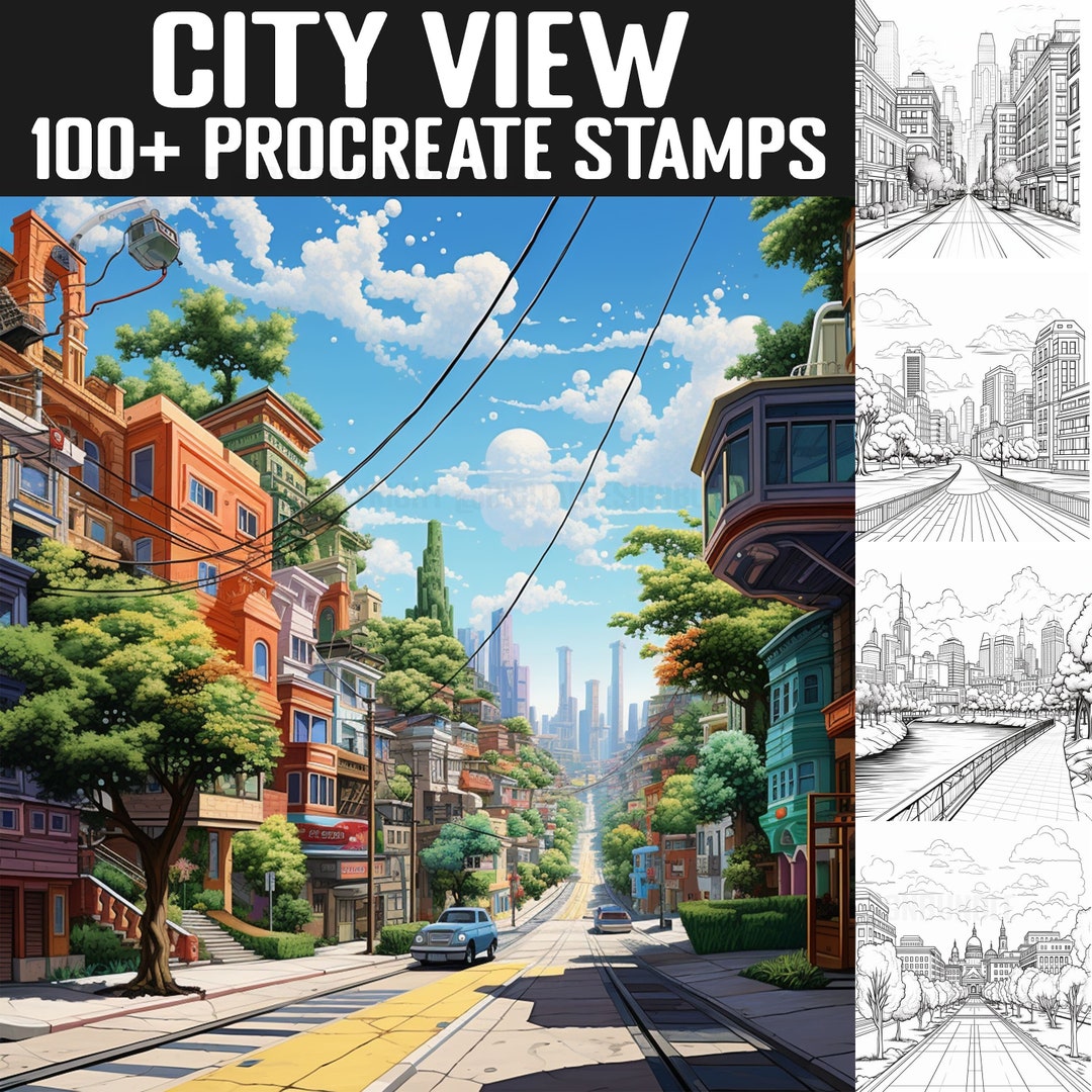 City View Procreate Stamps: Urban Landscape Brush Set (digital Download ...
