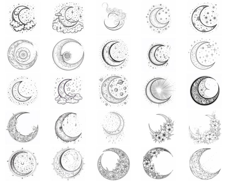 100+ Crescent Moon Procreate Stamps | Procreate Brushes | Instant ...