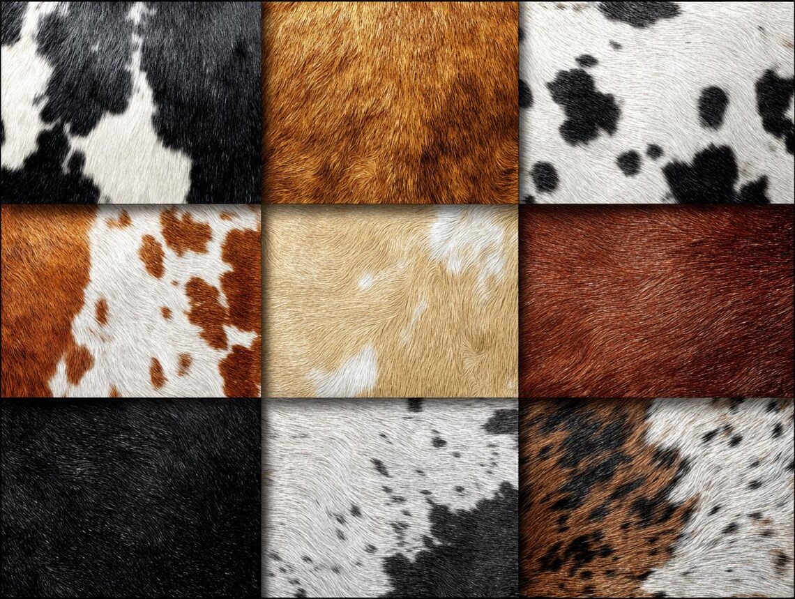 Cowhide Texture Procreate Brushes: 100+ Seamless Fur Patterns (instant ...