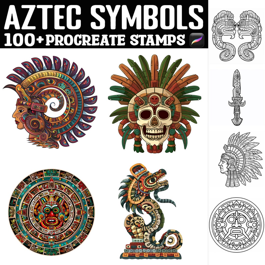 100+ Aztec Symbols Procreate Stamps | Procreate Brushes | Instant ...