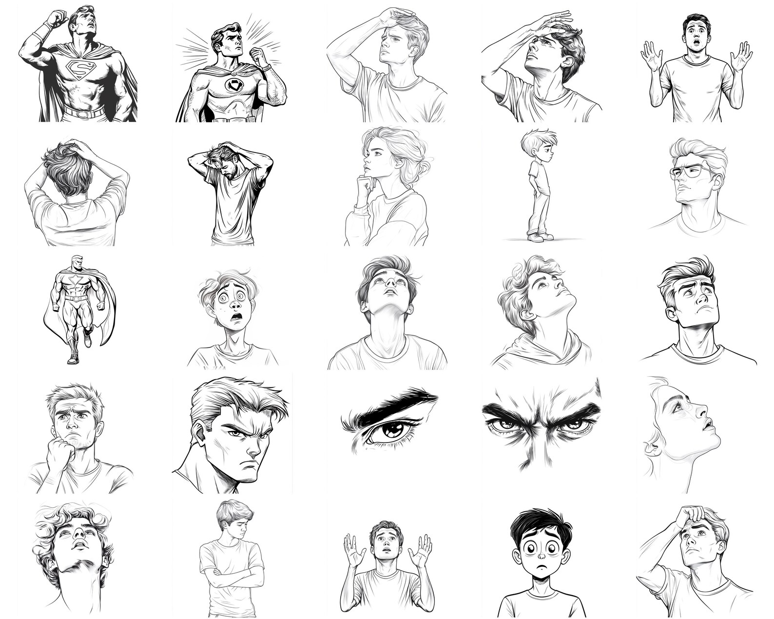100+ Confused Expression Poses Procreate Stamps | Procreate Brushes ...