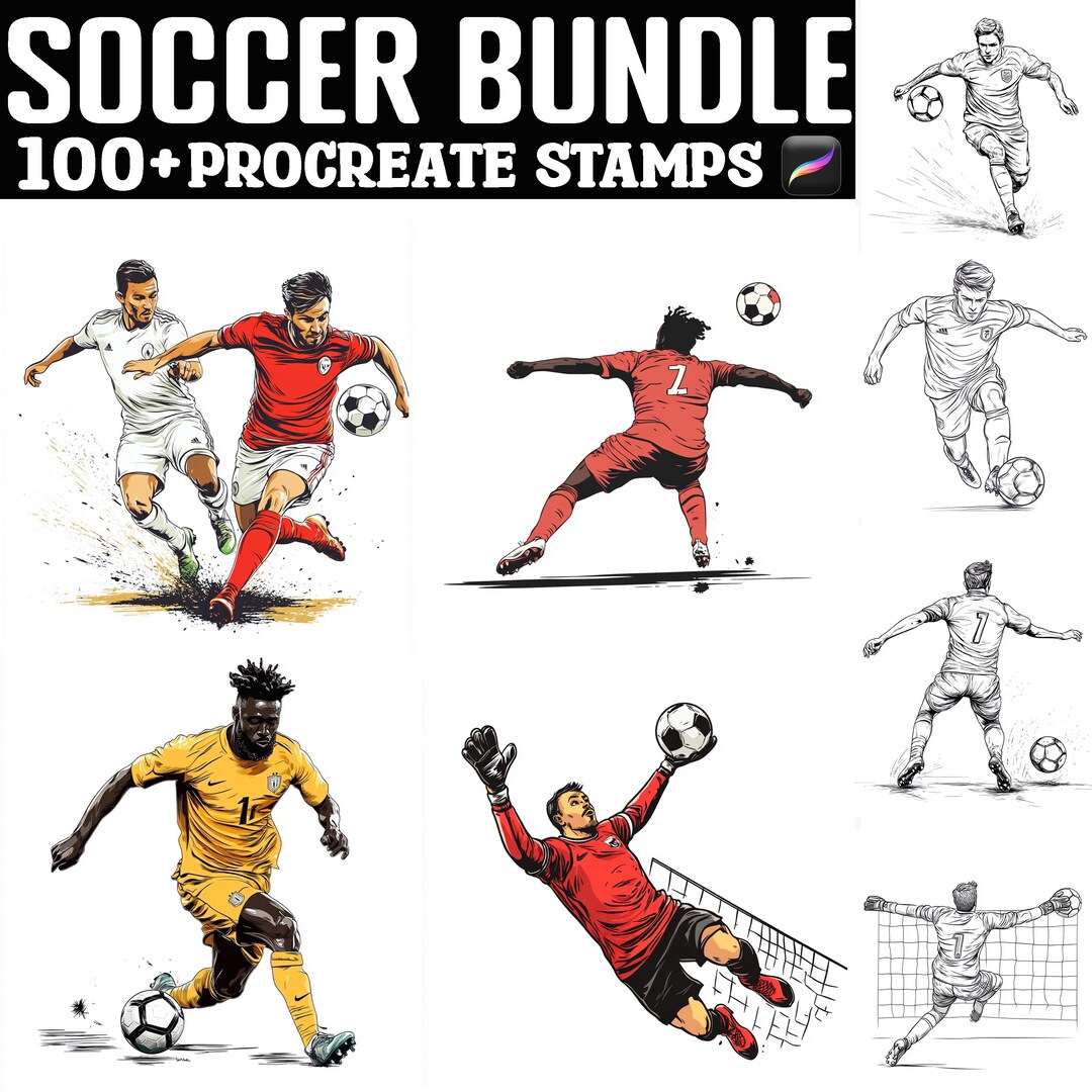100+ Soccer Procreate Stamps | Procreate Brushes | Instant Digital ...