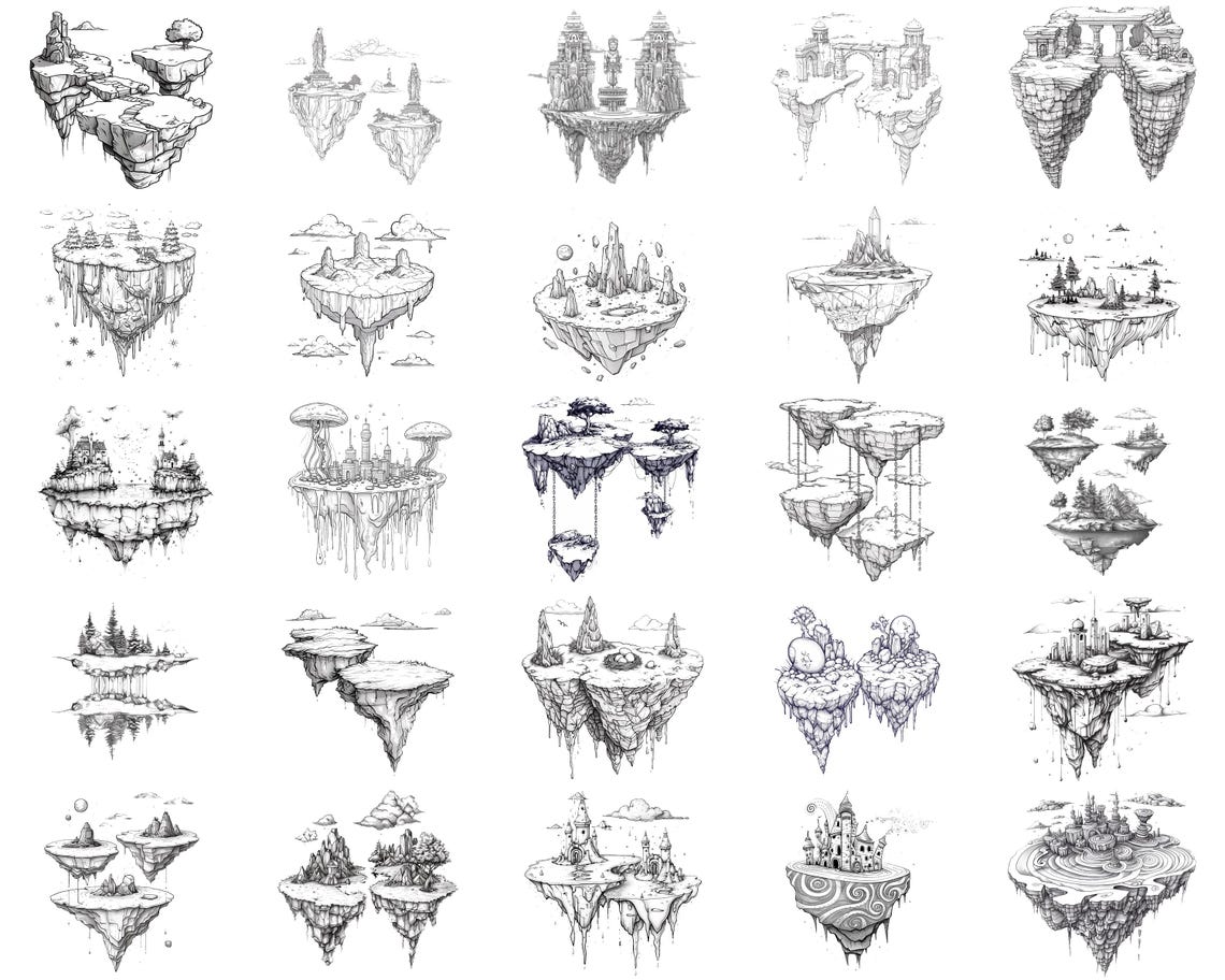 100+ Floating Rock Island Procreate Stamps | Procreate Brushes ...
