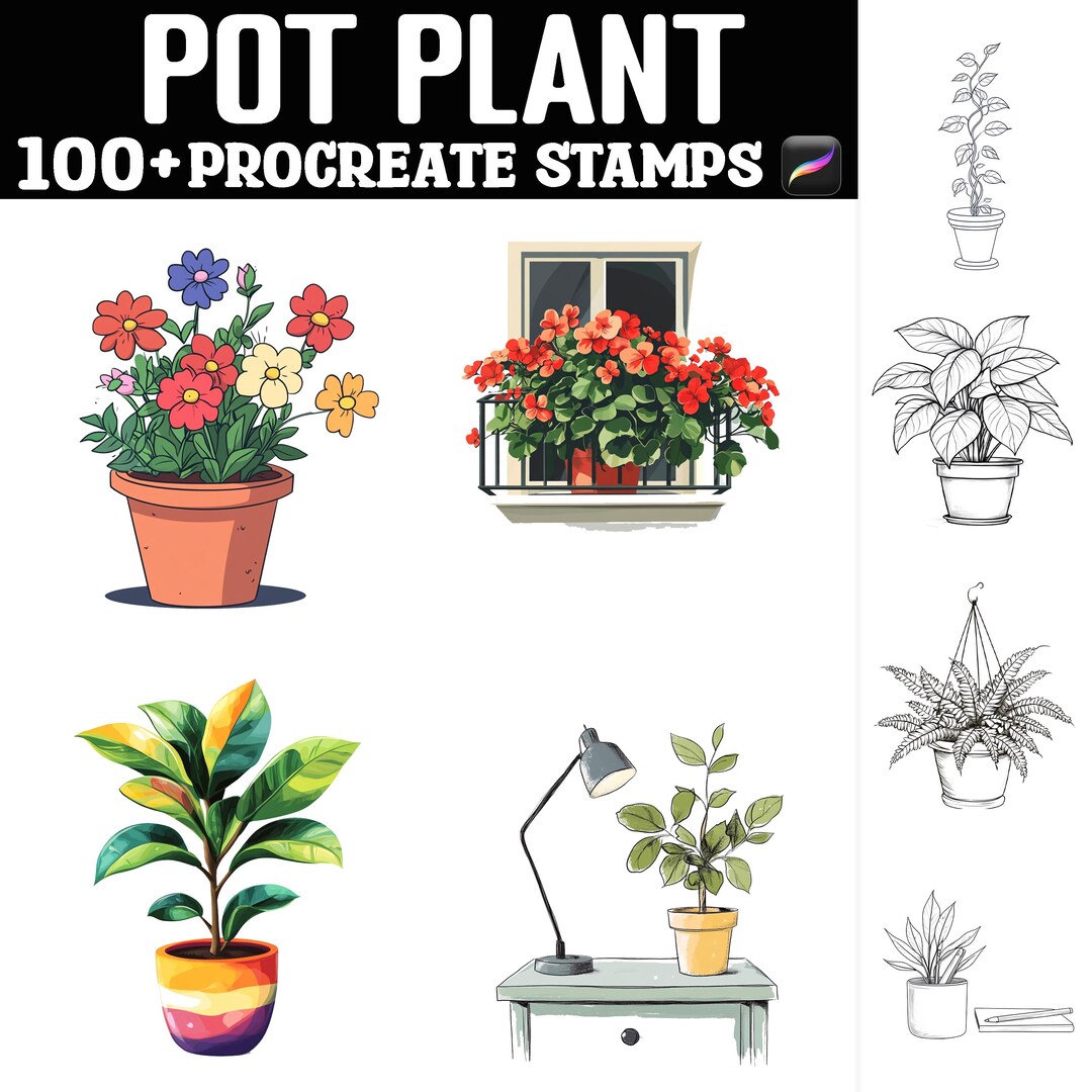 100+ Pot Plant Procreate Stamps | Procreate Brushes | Instant Digital ...