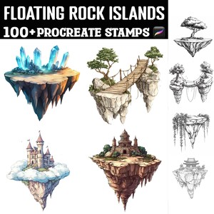 100+ Floating Rock Island Procreate Stamps | Procreate Brushes ...