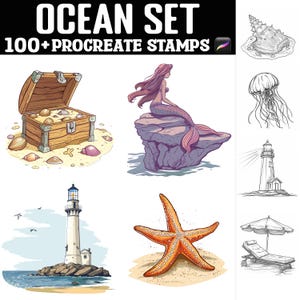 100+ Ocean Set Procreate Stamps | Procreate Brushes | Instant Digital ...