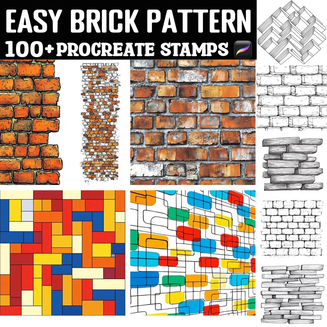 100+ Easy Brick Pattern Procreate Stamps | Procreate Brushes | Instant ...