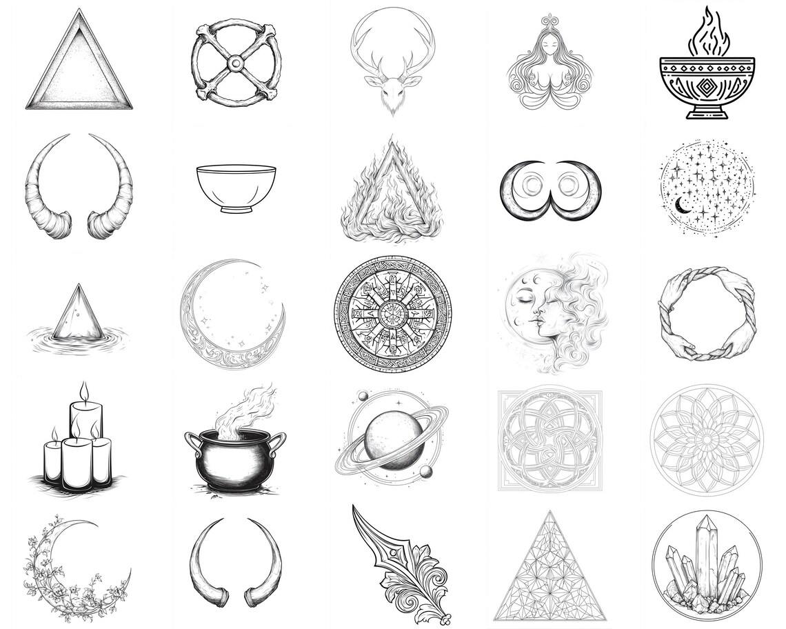 100+ Pagan Ritual Symbols Procreate Stamps | Procreate Brushes ...