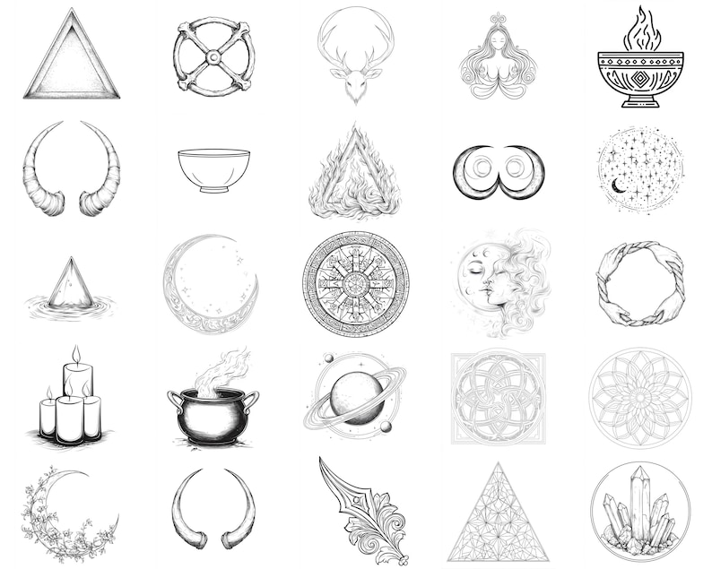100+ Pagan Ritual Symbols Procreate Stamps | Procreate Brushes ...