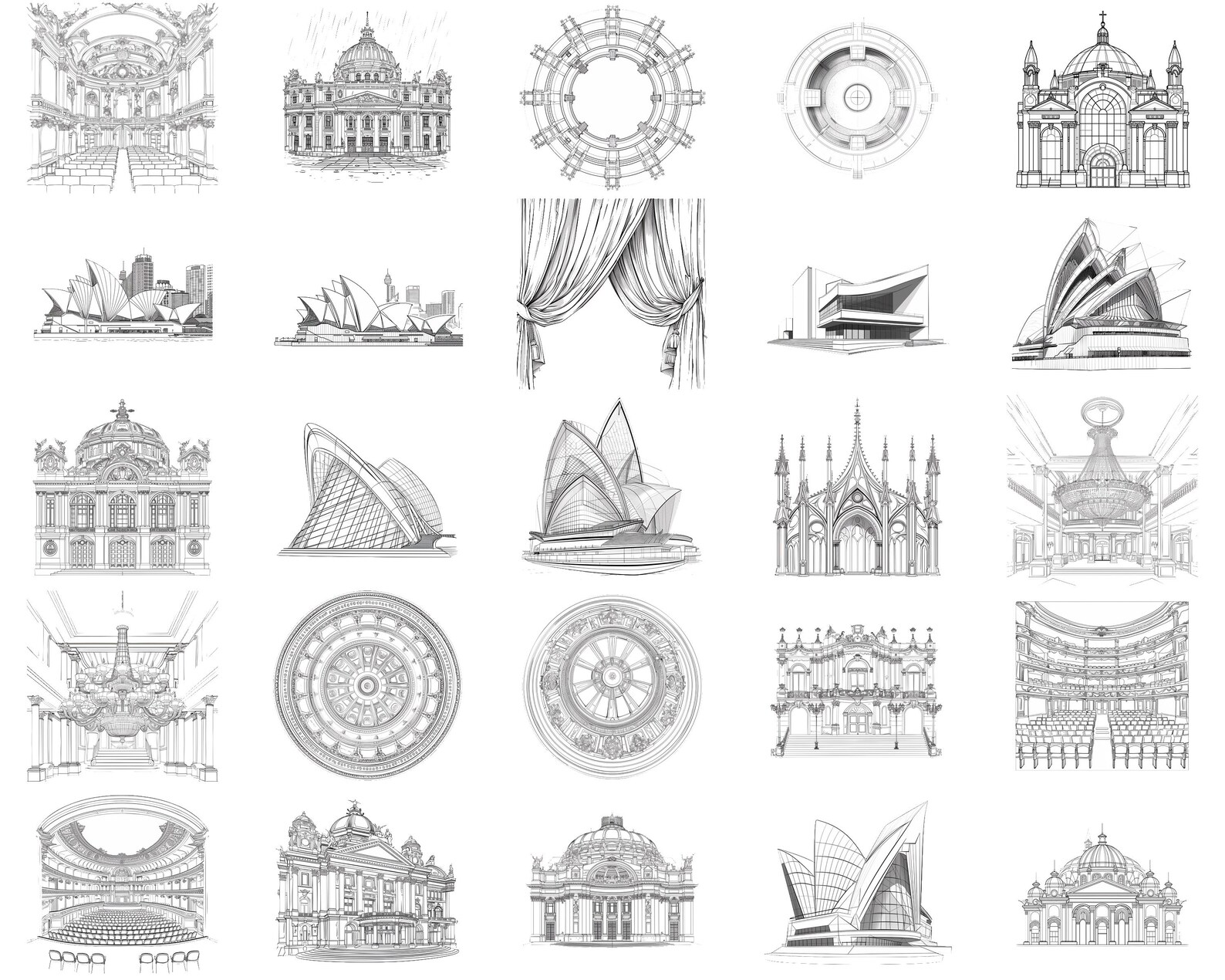 100+ Opera House Architecture Procreate Stamps | Procreate Brushes ...