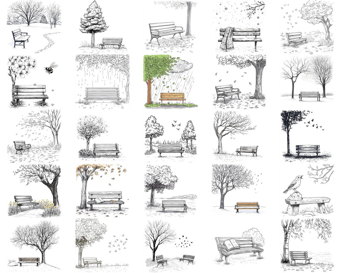 100+ Bench Procreate Stamps | Procreate Brushes | Instant Digital ...