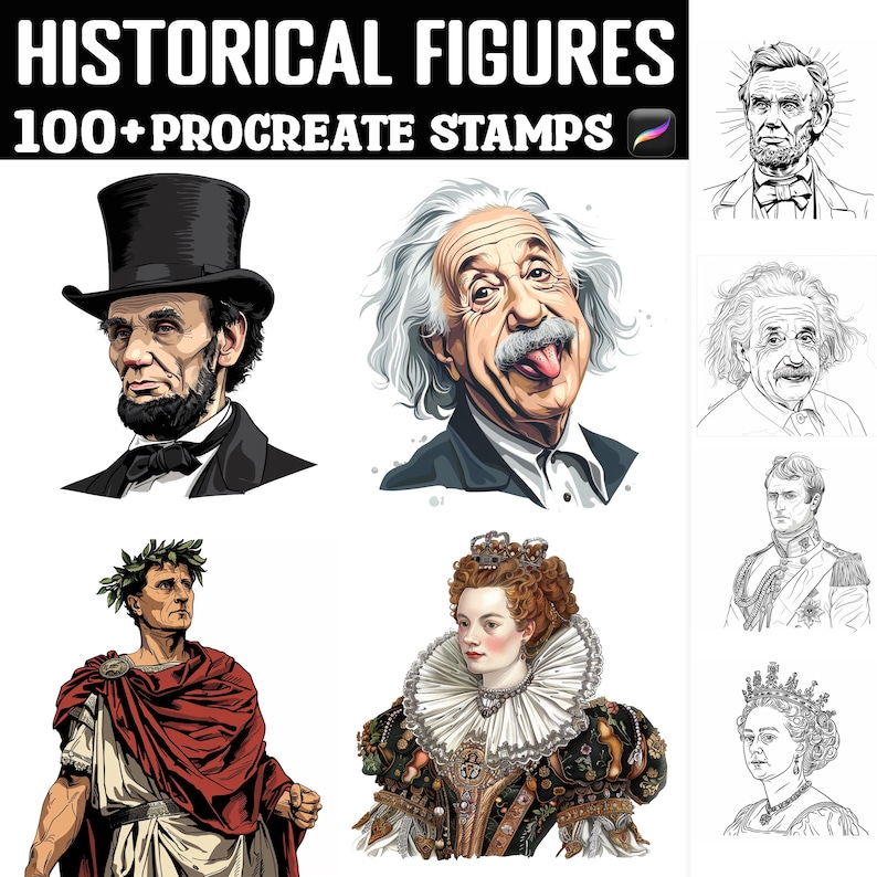 100+ Historical Figures Procreate Stamps | Procreate Brushes | Instant ...
