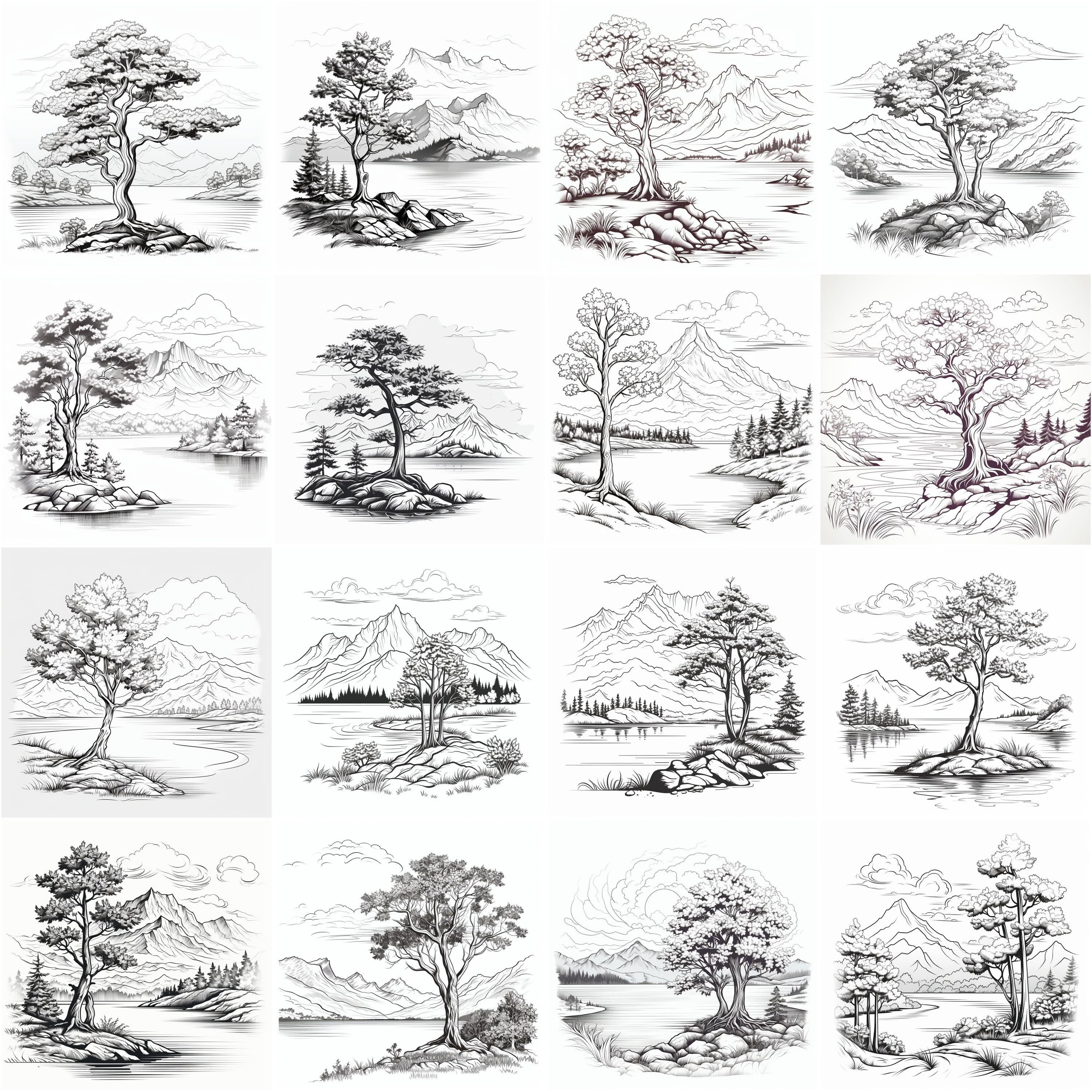 100 Procreate Nature Scene Stamps Nature Scene Guides - Etsy