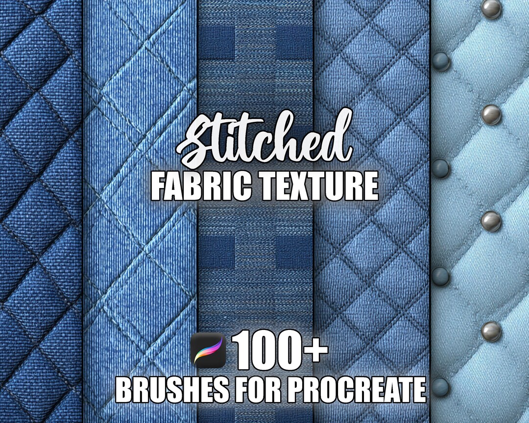 Stitched Fabric Texture Procreate Brushes: Seamless Patterns (instant ...