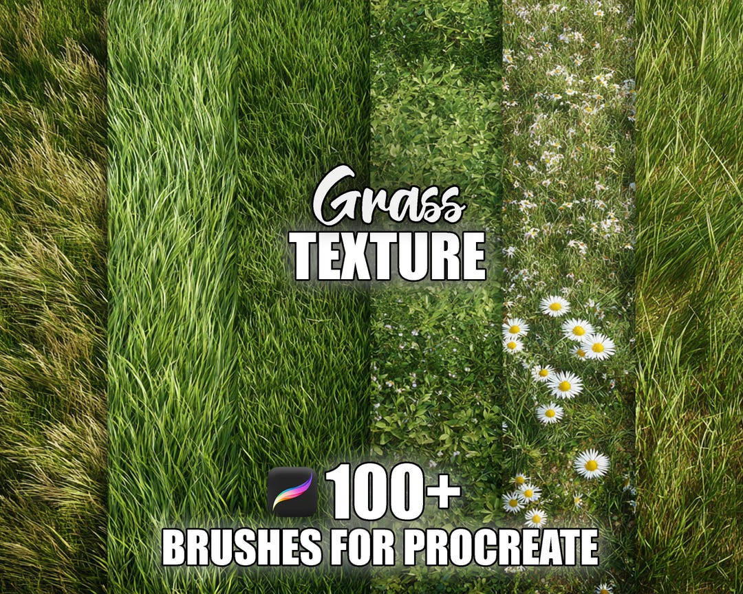 Grass Texture Procreate Brushes: 100+ Seamless Pattern Brush Set ...