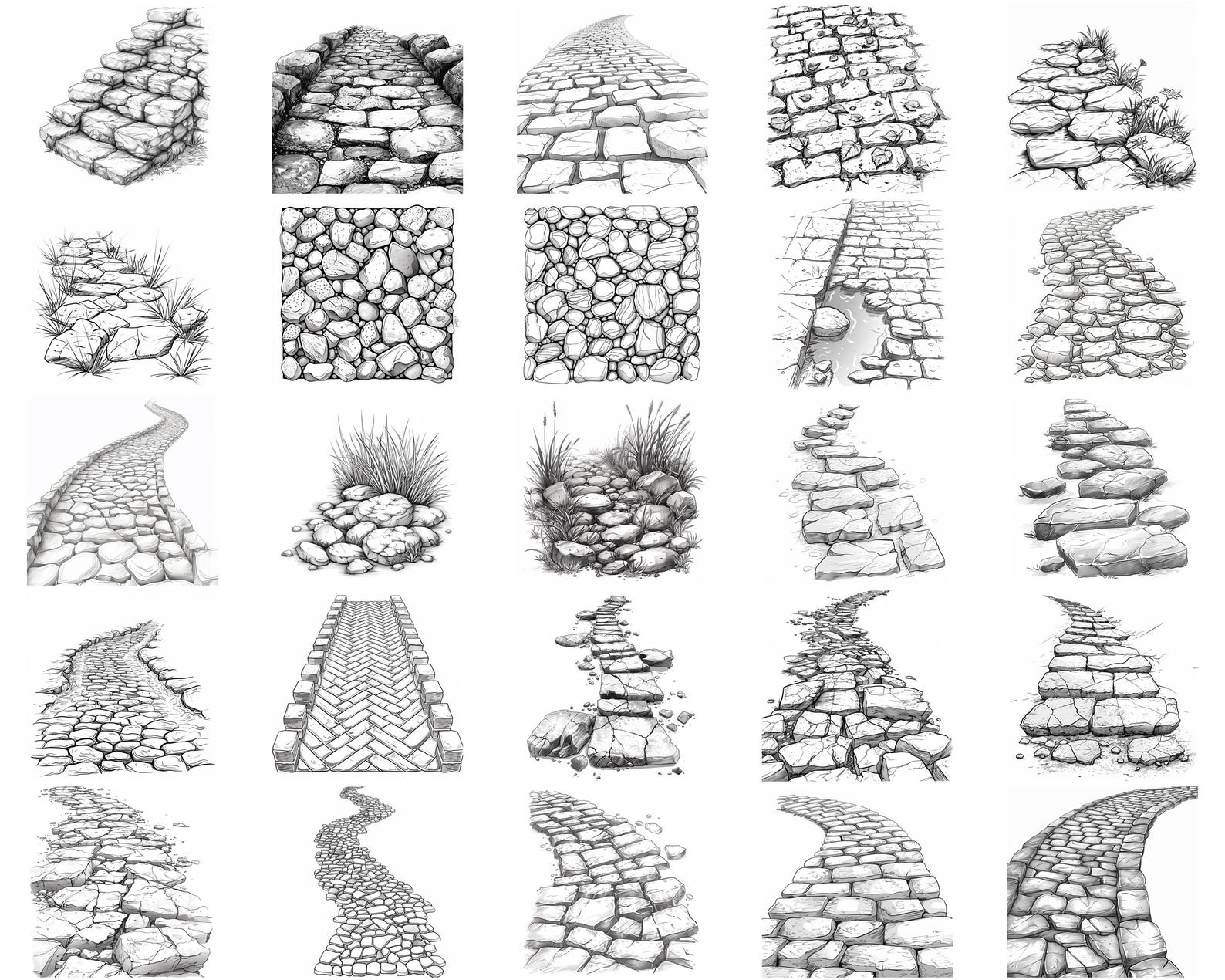 100+ Cobblestone Pathways Procreate Stamps | Procreate Brushes ...