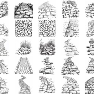 100+ Cobblestone Pathways Procreate Stamps | Procreate Brushes ...