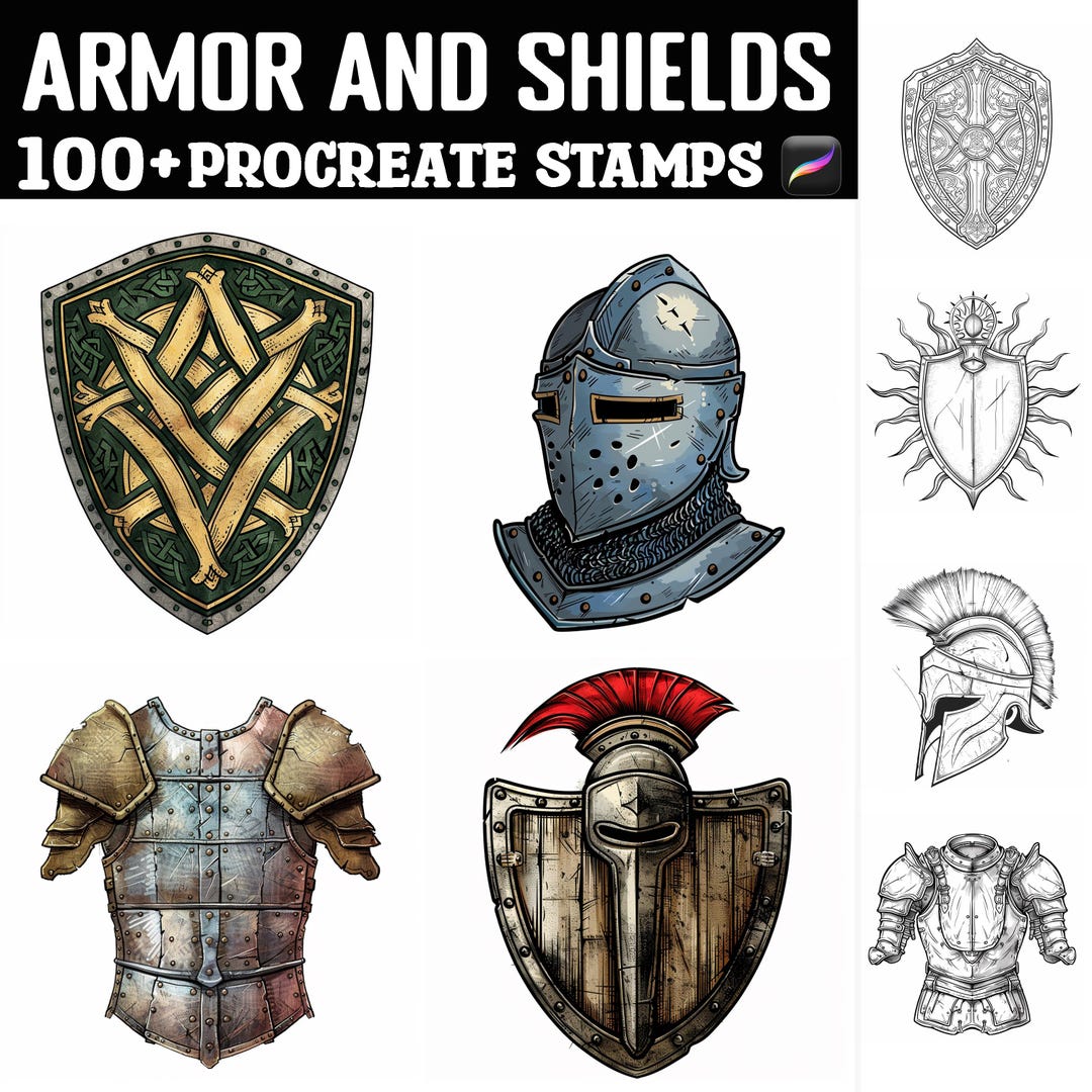 100+ Armor and Shields Procreate Stamps | Procreate Brushes | Instant ...