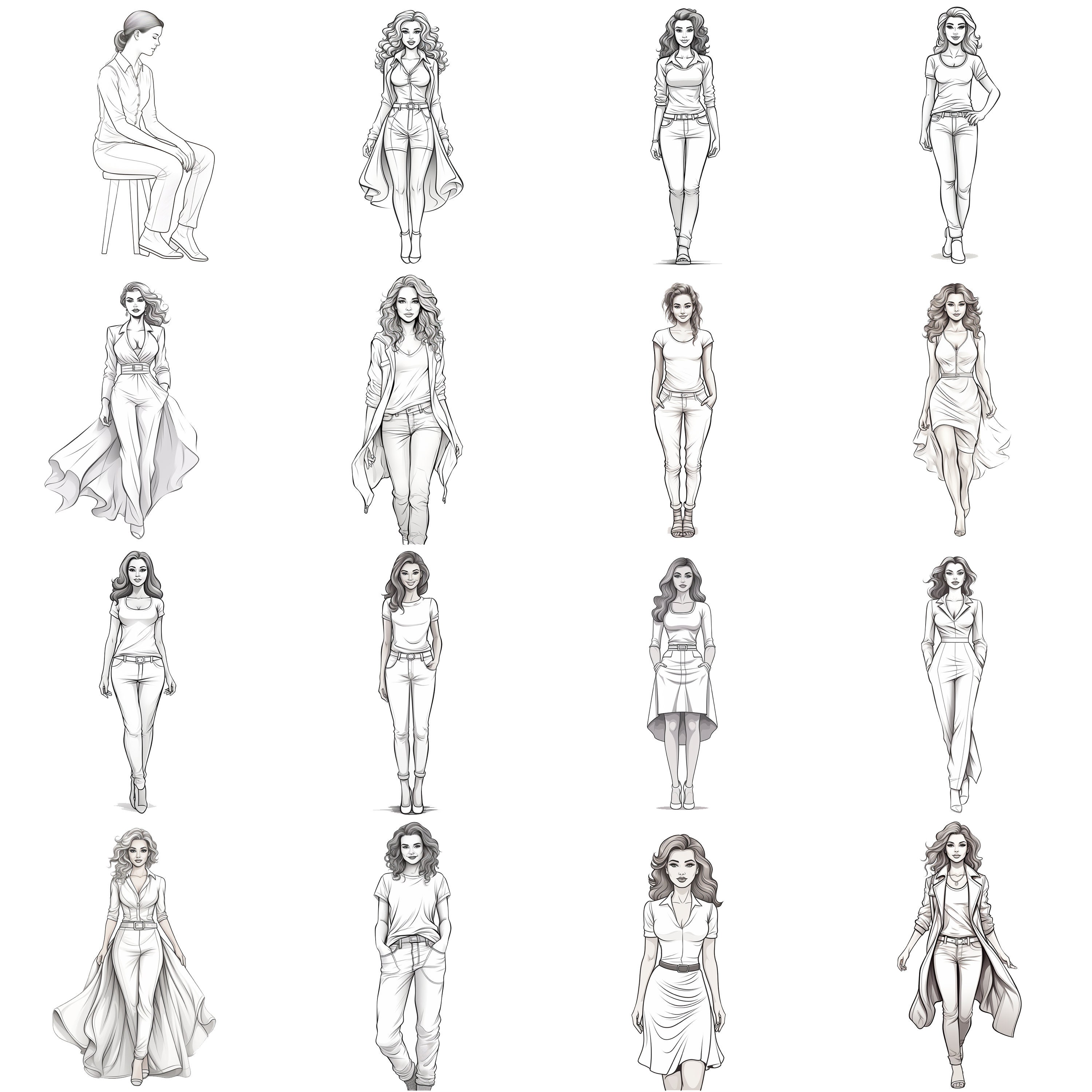 100 Woman Pose Procreate Stamps Woman Pose Guides Instant Digital ...
