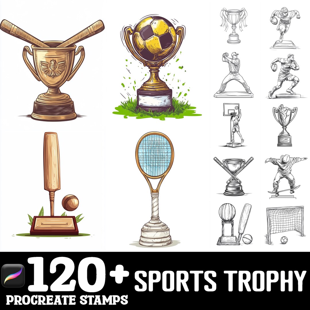 120+ Sports Trophy Procreate Stamps | Procreate Brushes | Instant ...