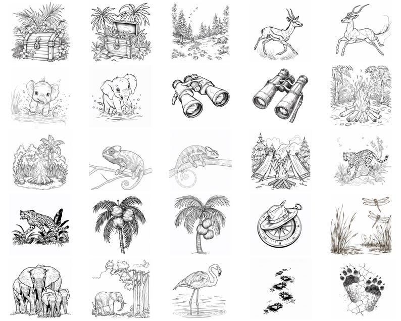100+ Jungle Safari Procreate Stamps | Procreate Brushes | Instant ...