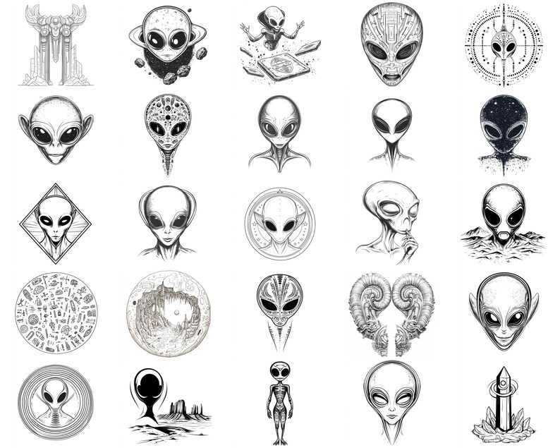 100+ Alien Hieroglyphic Symbol Procreate Stamps | Procreate Brushes ...