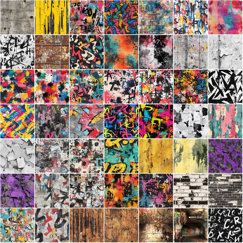 Graffiti Texture Procreate Brushes: 100+ Grunge Seamless Patterns ...