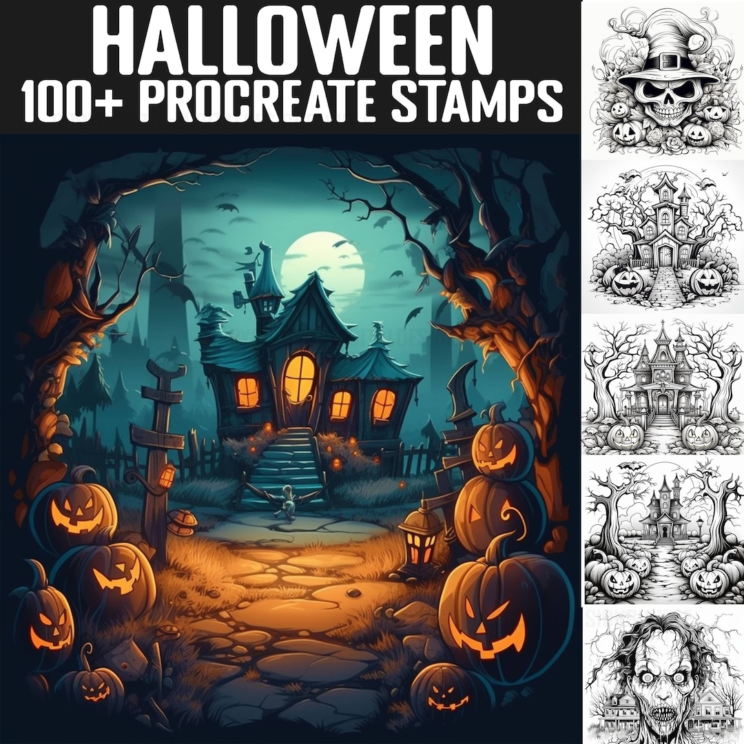 100+ Procreate Halloween Stamps | Halloween Art Guides | Instant ...