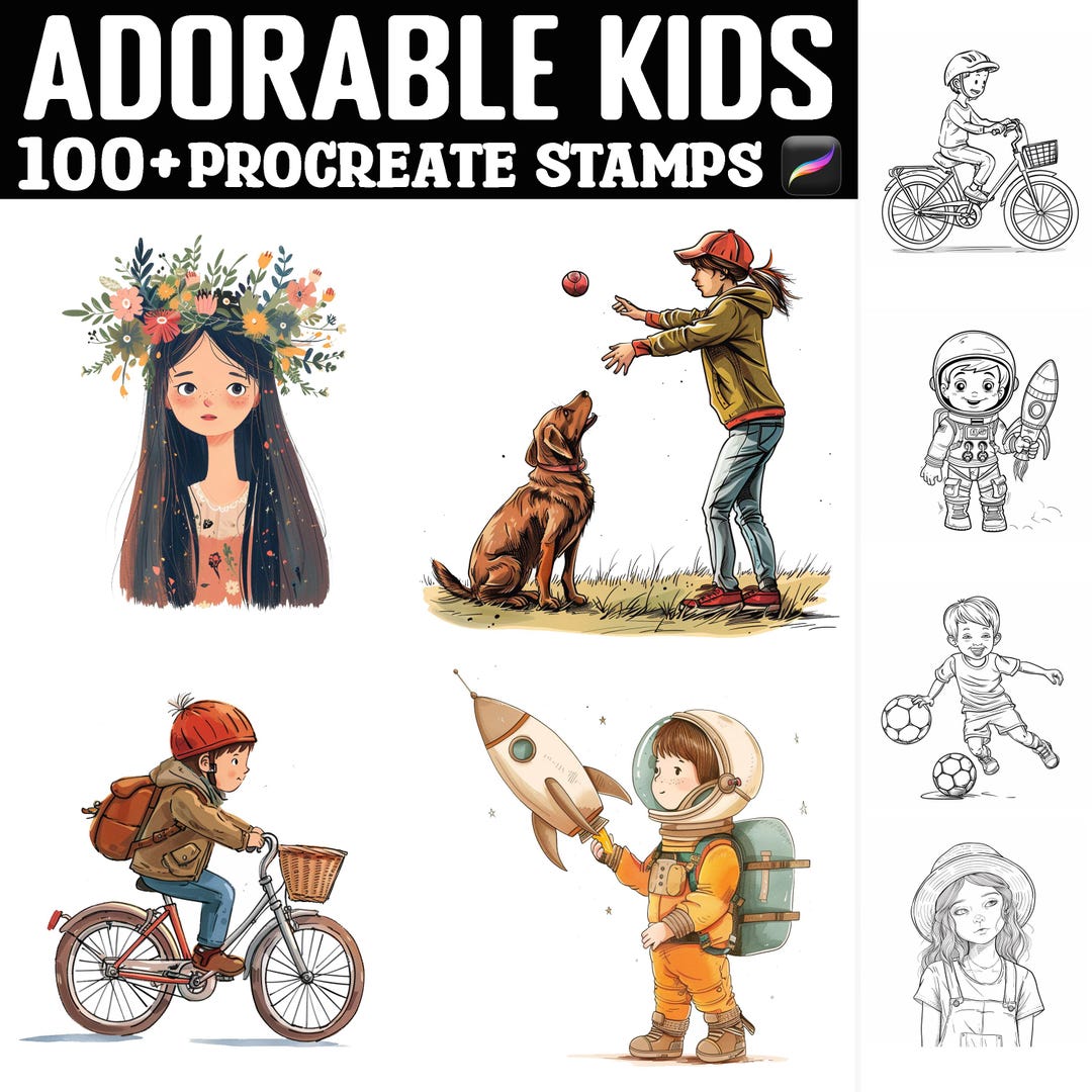 100+ Adorable Kids Procreate Stamps | Procreate Brushes | Instant ...