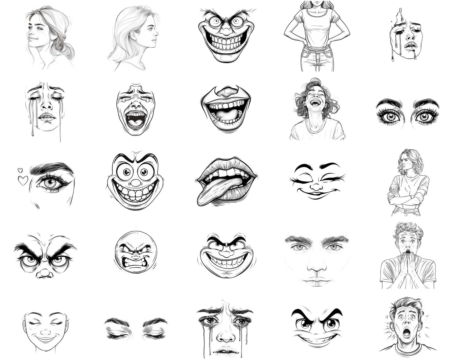 100+ Human Mood Expression Procreate Stamps | Procreate Brushes ...