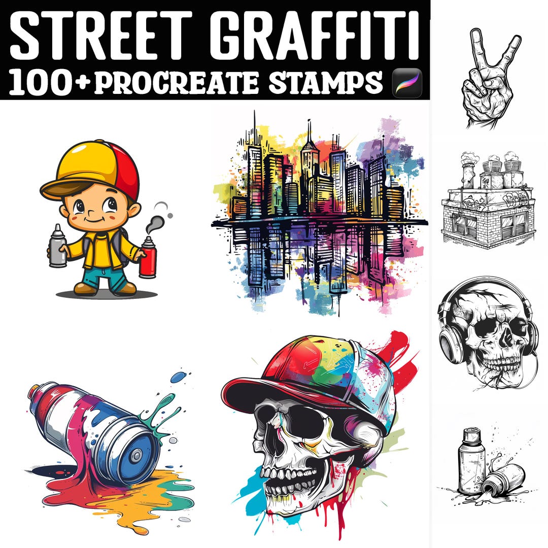 100+ Street Graffiti Procreate Stamps | Procreate Brushes | Instant ...