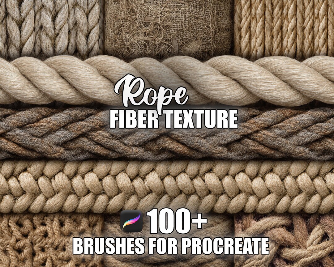 Rope Fiber Texture Procreate Brushes: 100+ Seamless Patterns (instant ...
