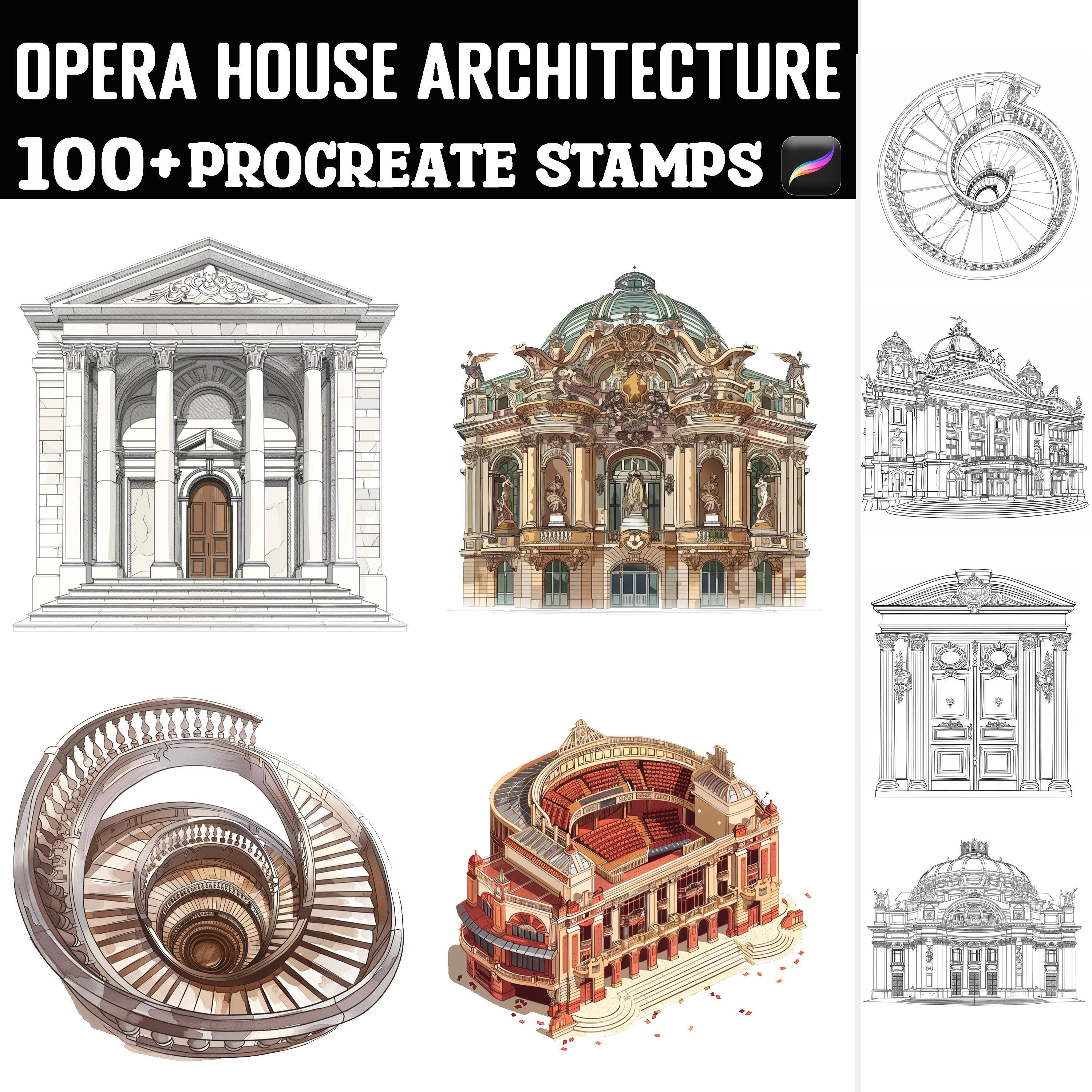 100+ Opera House Architecture Procreate Stamps | Procreate Brushes ...