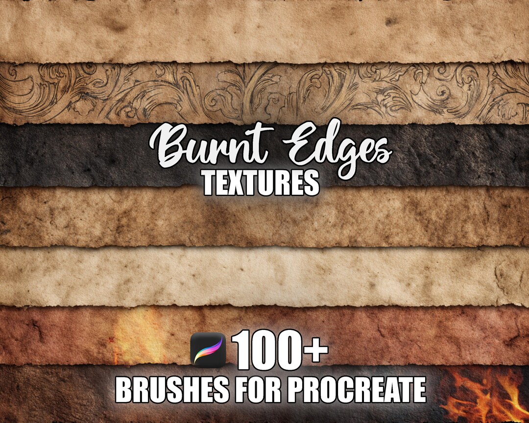 Burnt Edges Texture Brushes: 100+ Procreate Stamps (instant Download ...
