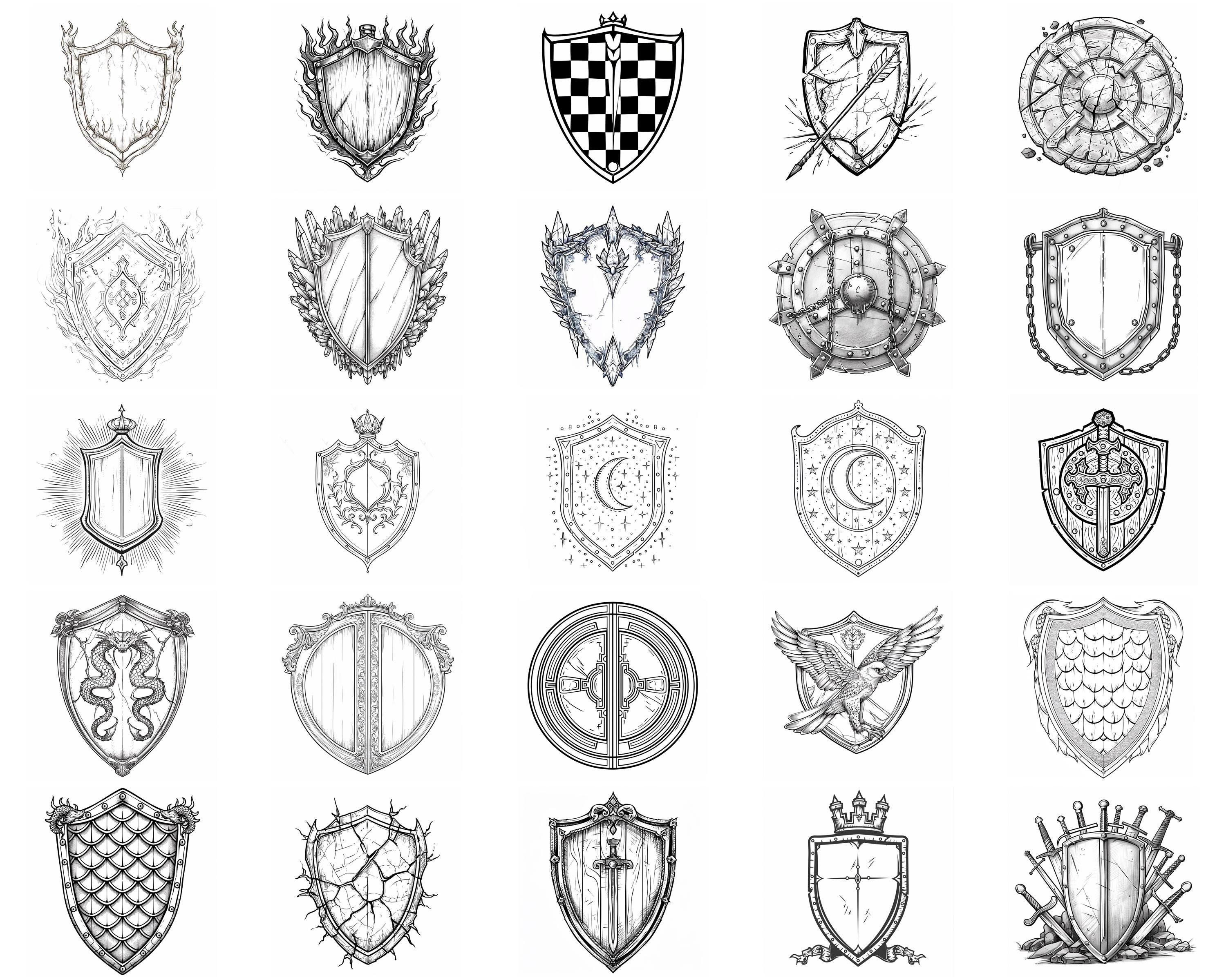 100+ Medieval Shields Procreate Stamps | Procreate Brushes | Instant ...