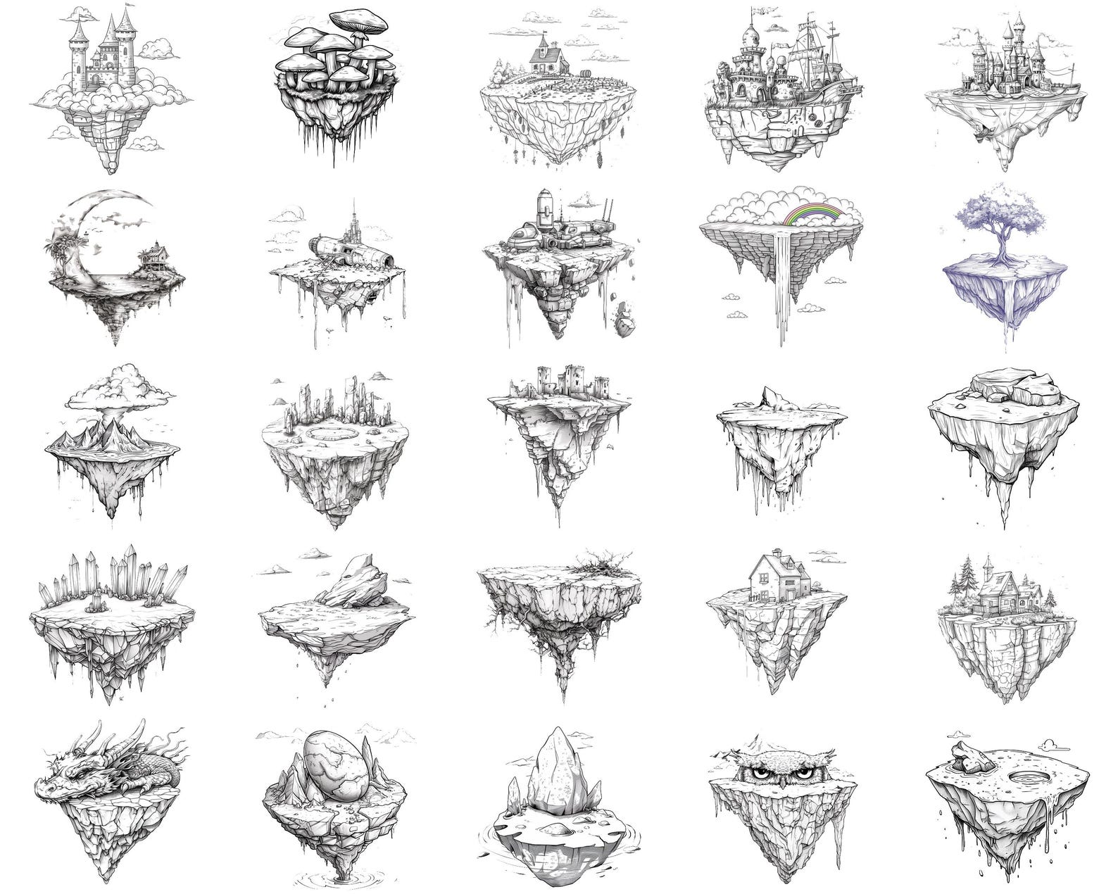 100+ Floating Rock Island Procreate Stamps | Procreate Brushes ...