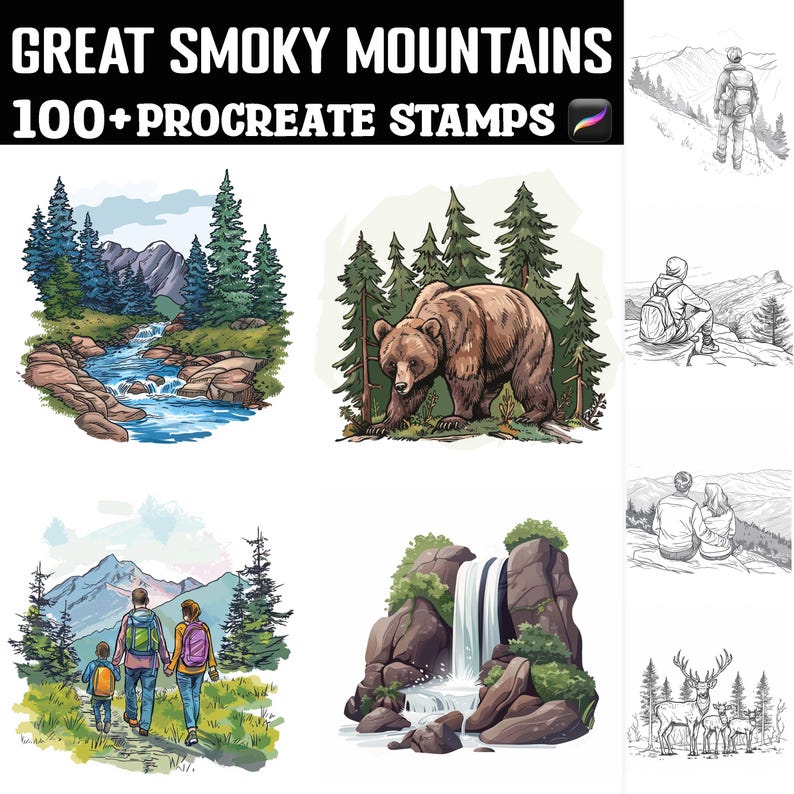 Smoky Mountains Procreate Brush Set | 100+ Stamps (digital Download) - Etsy