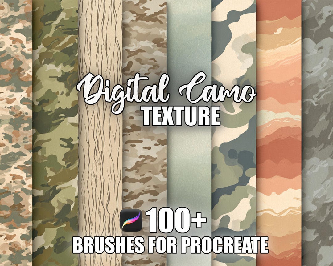 Digital Camo Procreate Brushes: 100+ Seamless Texture Patterns (instant ...