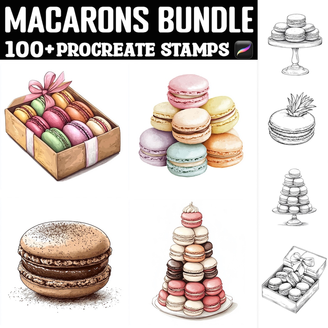 100+ Macarons Procreate Stamps | Procreate Brushes | Instant Digital ...