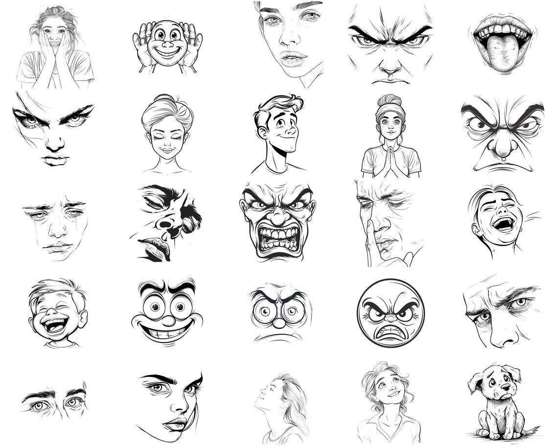 100+ Human Mood Expression Procreate Stamps | Procreate Brushes ...