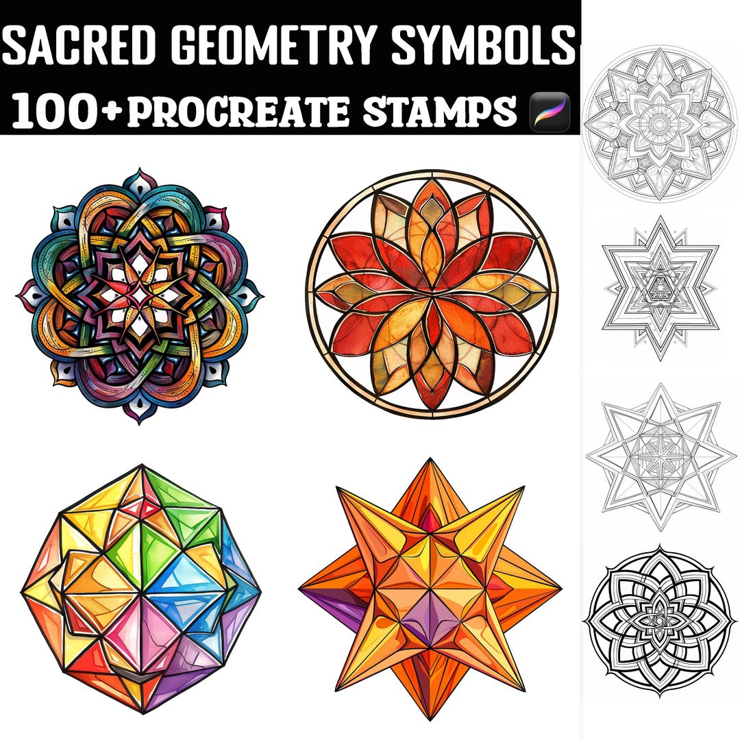 100+ Sacred Geometry Symbols Procreate Stamps | Procreate Brushes ...