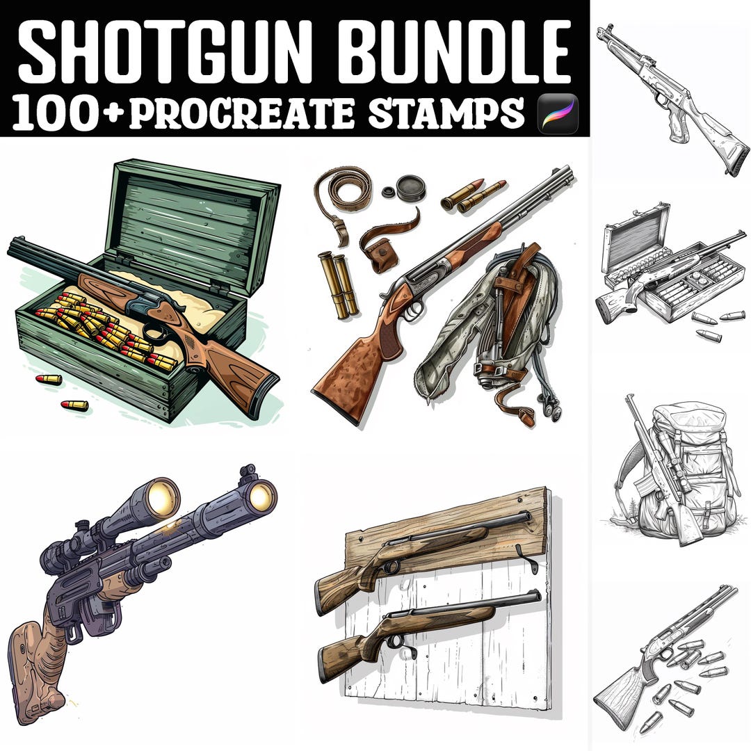 100 Shotgun Procreate Stamps Procreate Brushes Instant Digital Download ...