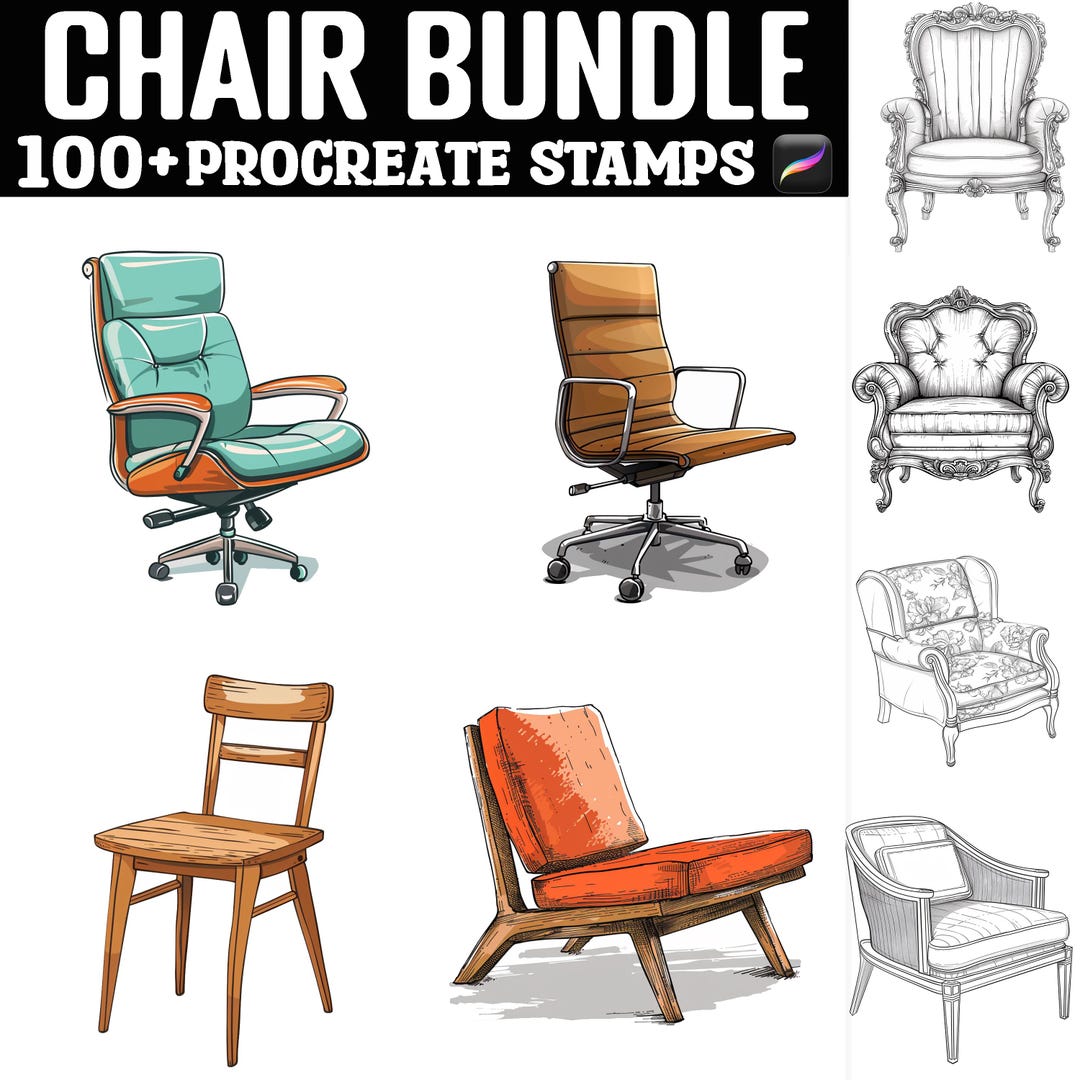 100+ Chair Procreate Stamps | Procreate Brushes | Instant Digital ...