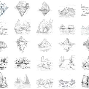 100 Iceberg Landscapes Procreate Stamps Procreate Brushes Instant