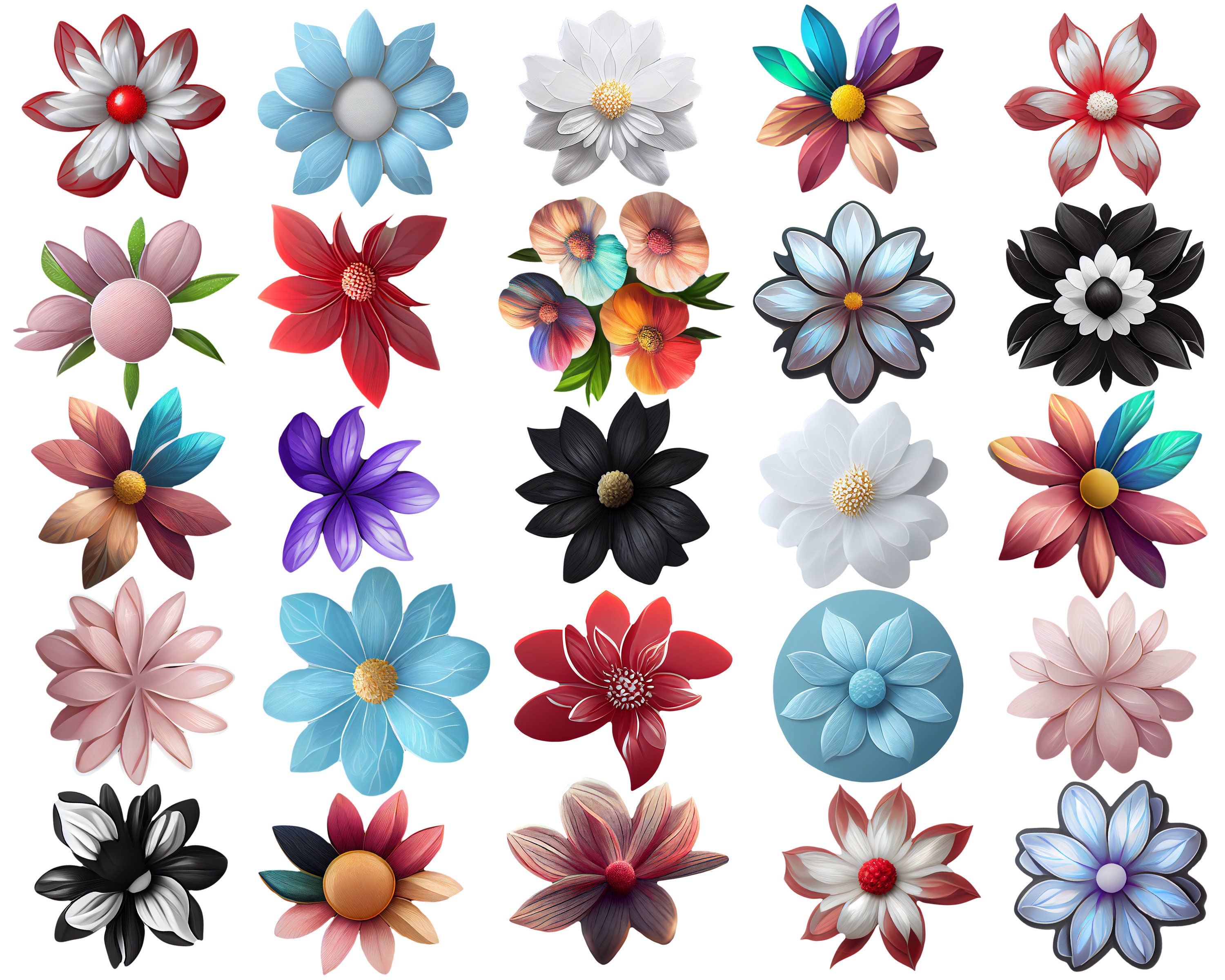 Flower Clipart Bundle Flower Clip Art Flower Llustrations - Etsy Canada