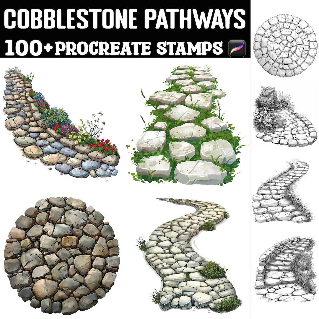 100+ Cobblestone Pathways Procreate Stamps | Procreate Brushes ...