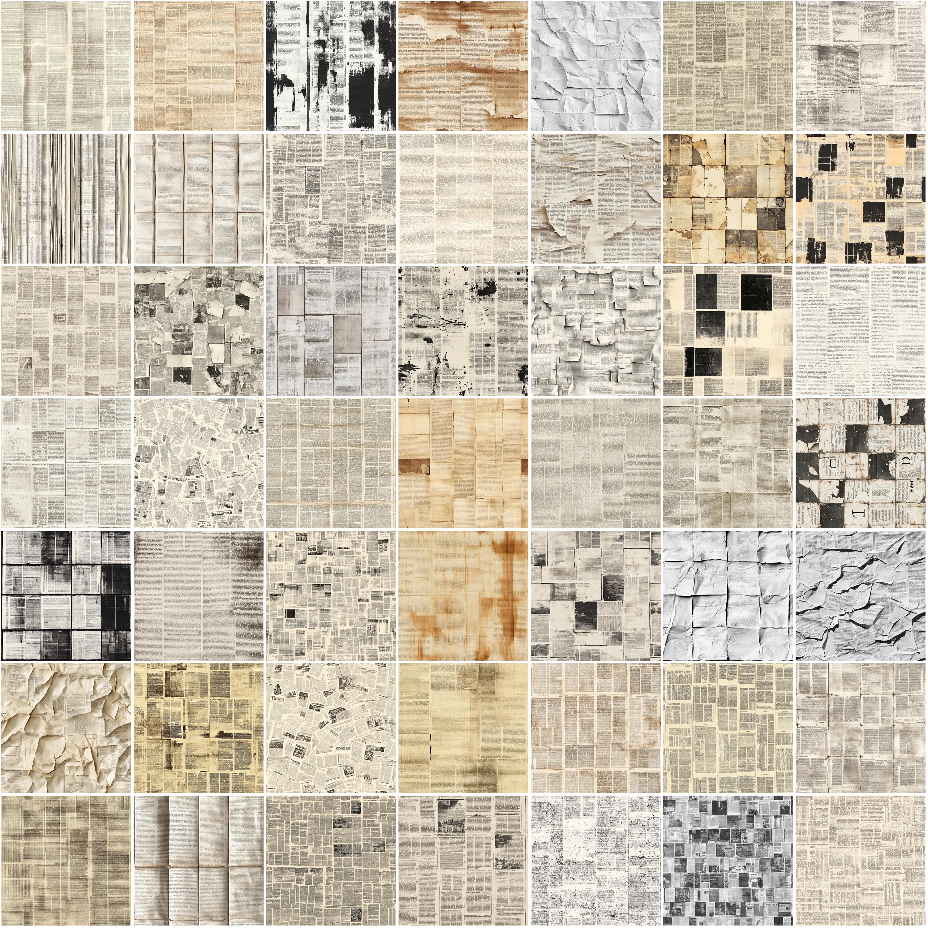 Vintage Newspaper Texture Procreate Brushes: 100+ Seamless Patterns ...